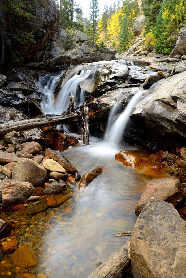 Chasm Falls Rushes into Canyon Below, Rocky Mountain National Park ...