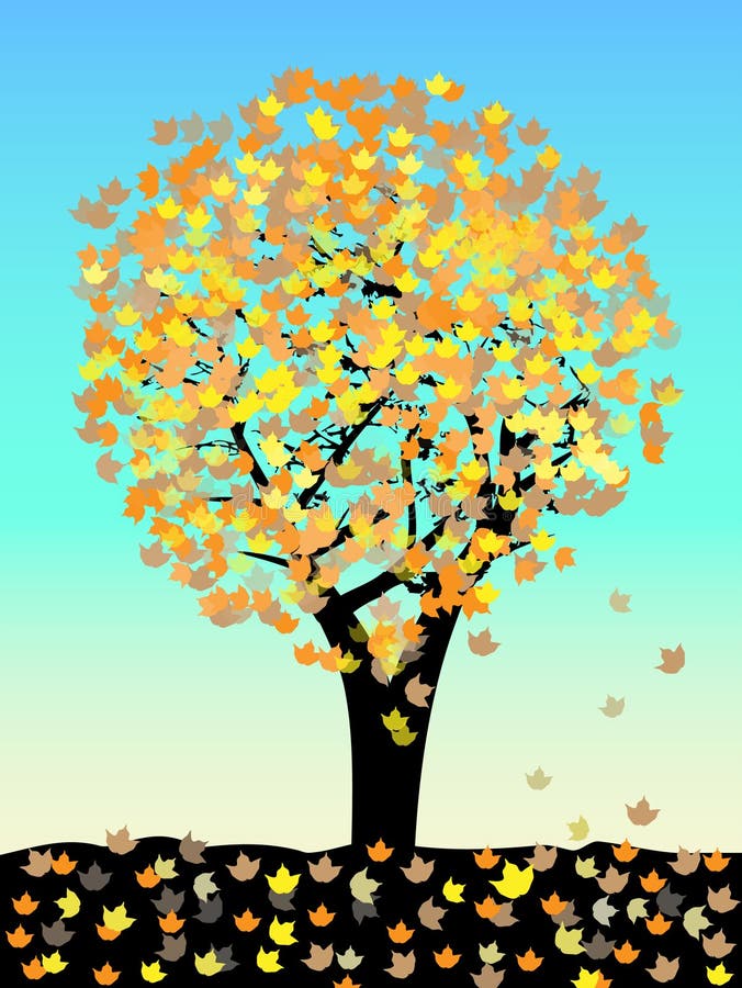 Fall oak tree stock vector. Illustration of tree, environment - 7145983