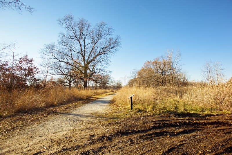 Ojibway Tallgrass Prairie Trail Brown Winter Scene Clear Day Stock ...