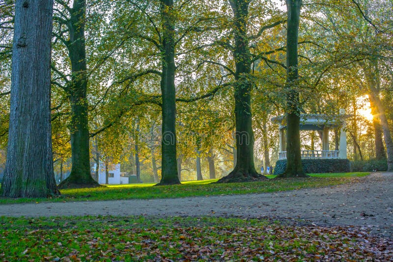 Fall park with setting sun stock photo. Image of rusty - 46976668