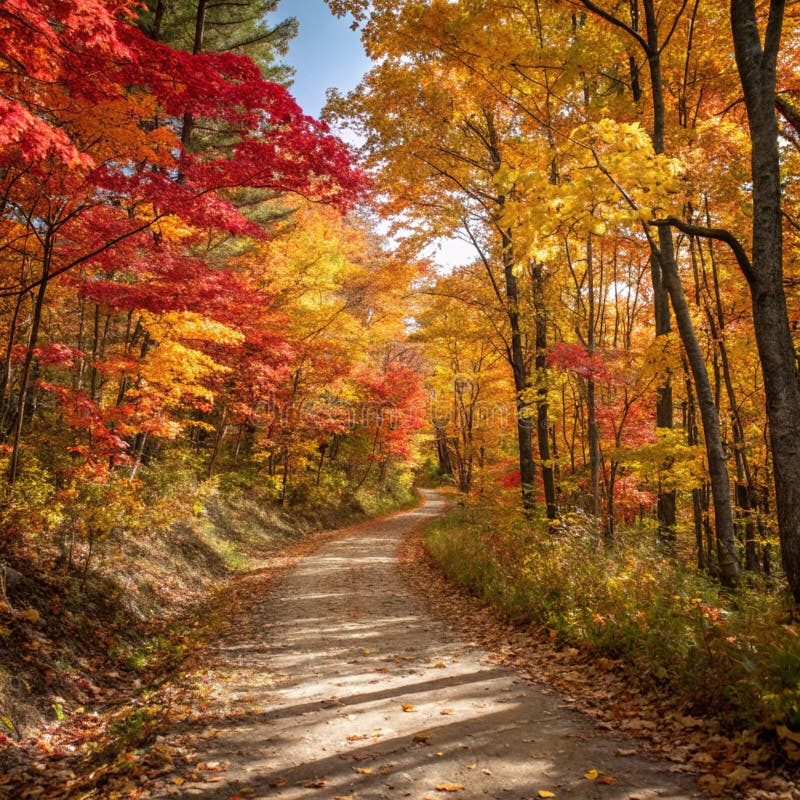 Fall Path in Forest. Fall Season Path in Forest Stock Illustration ...