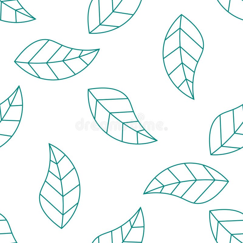 Seamless Pattern with Thin Line Green Leaves. Stock Vector ...