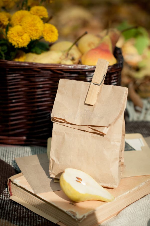Fall picnic stock image. Image of baskets, pears, nature - 21569623