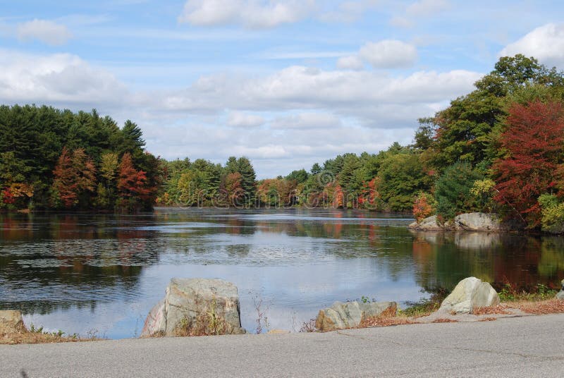 Fall Pond stock photo. Image of trees, pond, cloud, fall - 5233220