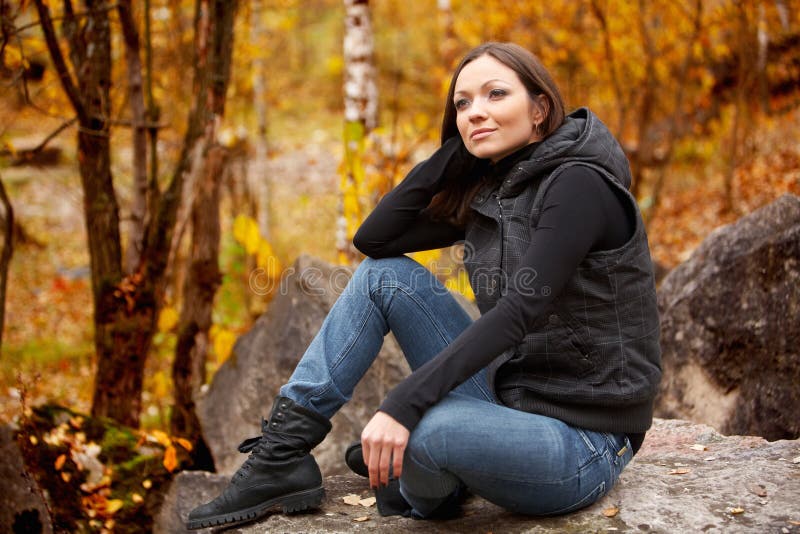 Fall Portrait of a Beautiful Woman Stock Image - Image of october ...