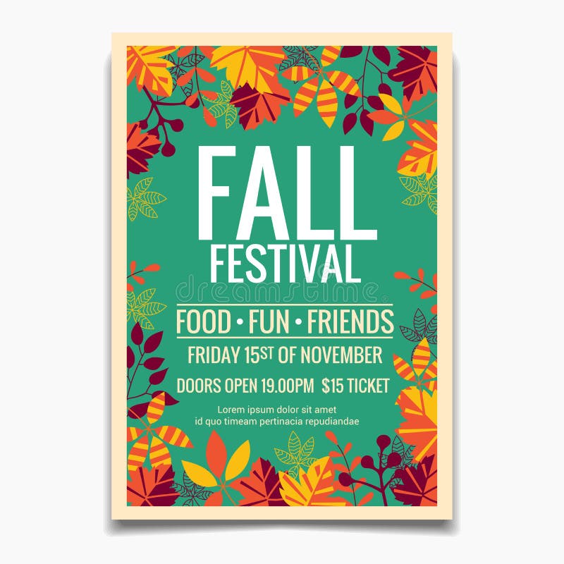 Fall Festival Flyer or Poster Template. Design for Invitation or Autumn ...