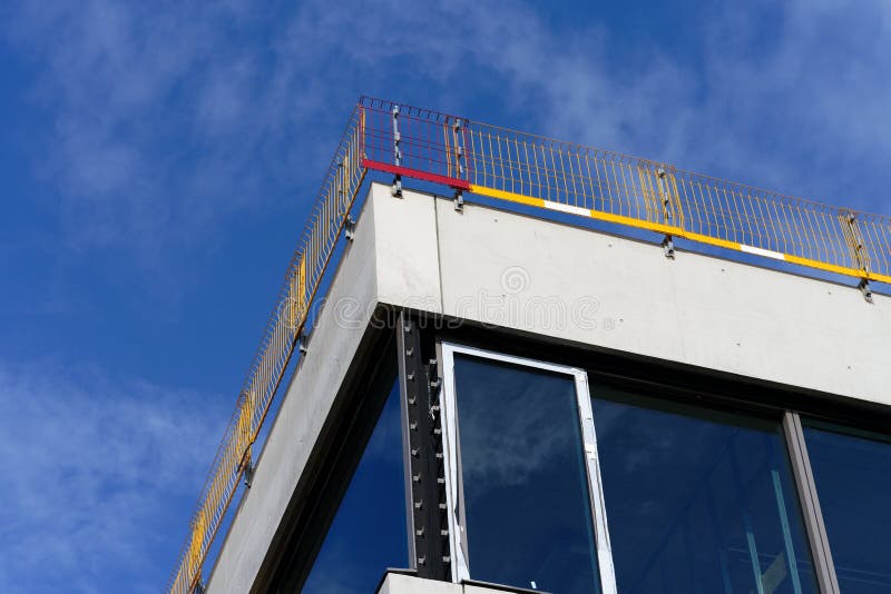 Fall Protection on the Flat Roof of a Shell Stock Image - Image of ...