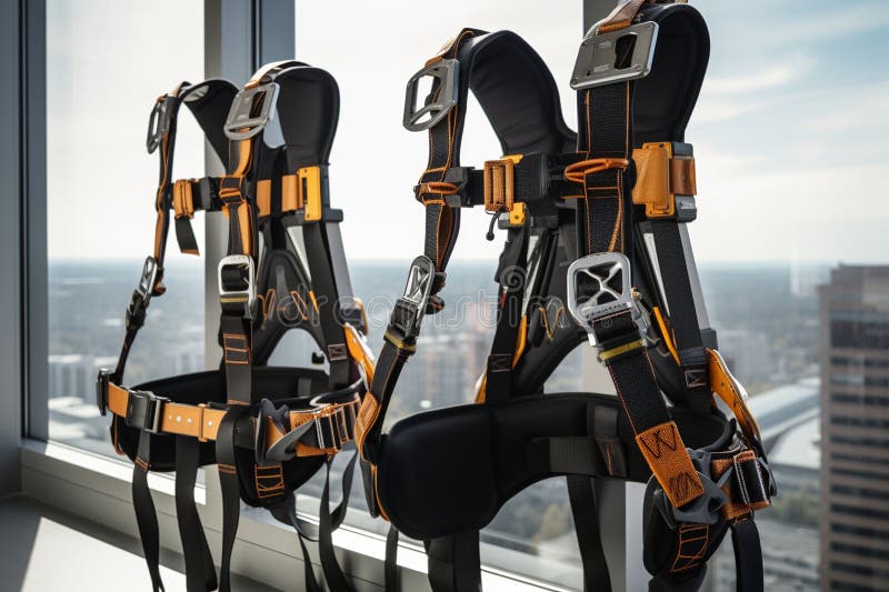 Fall Protection Harnesses with Adjustable Straps F Stock Photo - Image ...