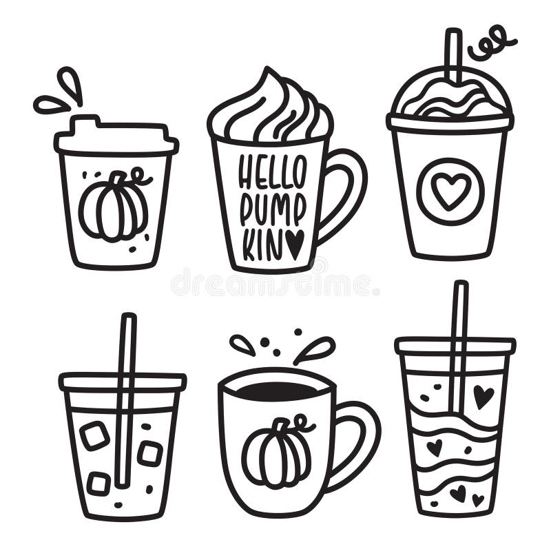Fall Pumpkin Spice Latte Coffee Drink Vector Illustration Stock Vector ...