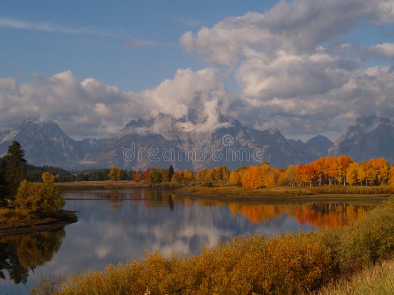 Fall Reflection and Grand Tetons Stock Image - Image of park, grand ...