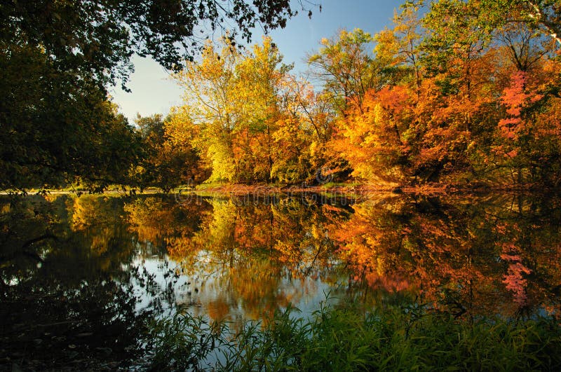 Fall Reflections on a River Stock Photo - Image of mirror, stream: 6846340