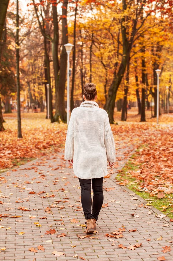 Fall Relaxation Concept with Female Walking Stock Photo - Image of ...