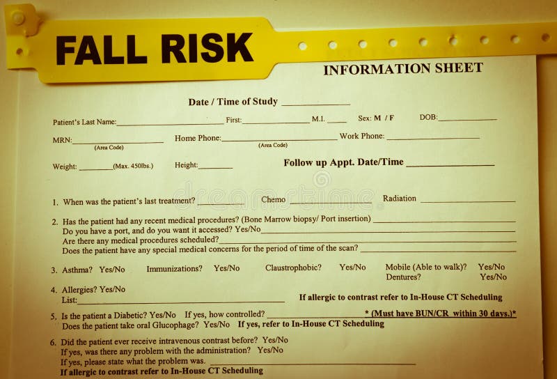 Fall Risk Paperwork stock photo. Image of authority - 104447298