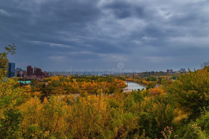 Fall River Valley Under an Overcast Sky Stock Photo - Image of river ...