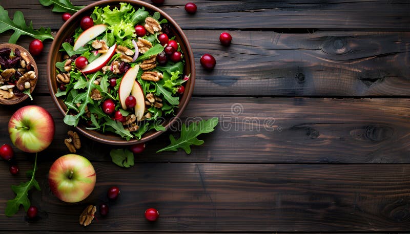 Fall Salad with Spring Mix, Apple, Nuts and Cranberry Stock Image ...