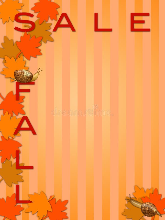 Fall Sale Sign with Maple Tree Leaves and Snails Stock Illustration ...