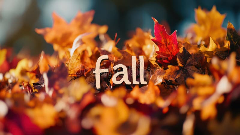 Fall Scene with Pile of Leaves and the Word Fall Written on Them Stock ...