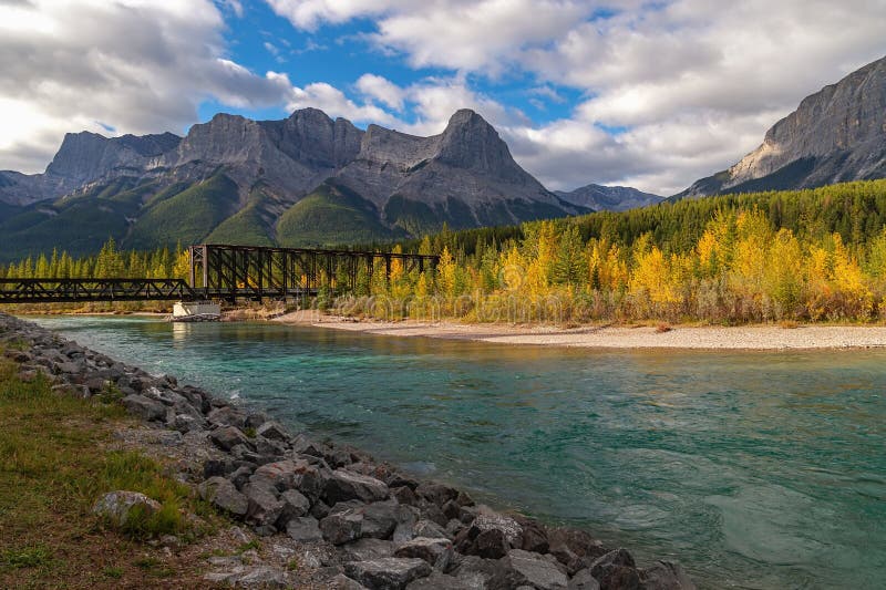 Fall Scenery by the Canmore River Valley Stock Image - Image of ...