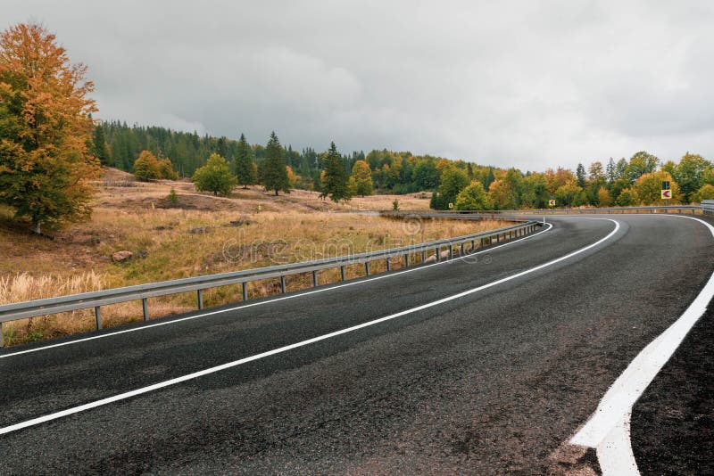 Fall scenic empty road stock photo. Image of colours - 159669672