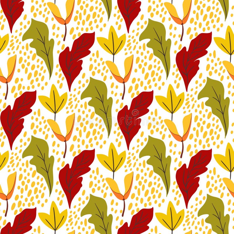 Fall Seamless Pattern with Leaves Background Stock Vector ...
