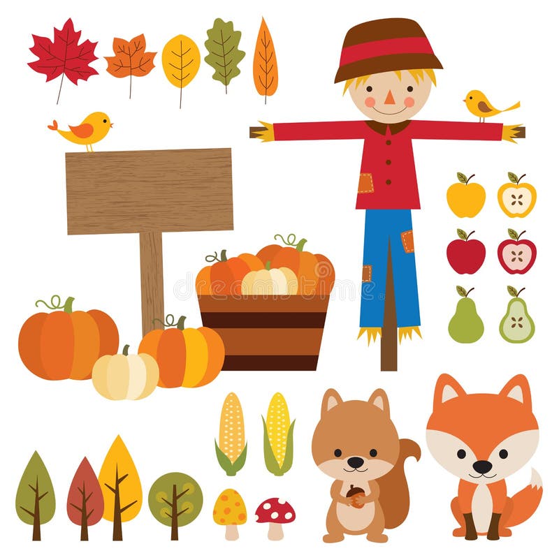 Autumn Fall Wreath Frame Set Vector Illustration Stock Vector ...