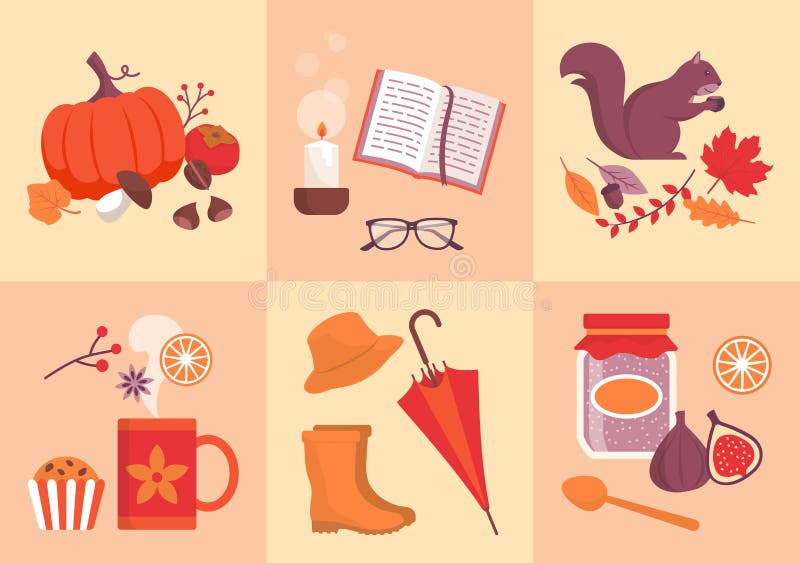 Fall season icons set stock vector. Illustration of card - 226823980