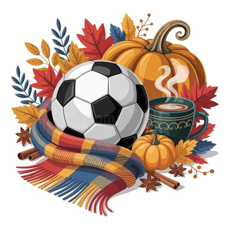 Fall Soccer Watercolor Sublimation Stock Illustration - Illustration of ...