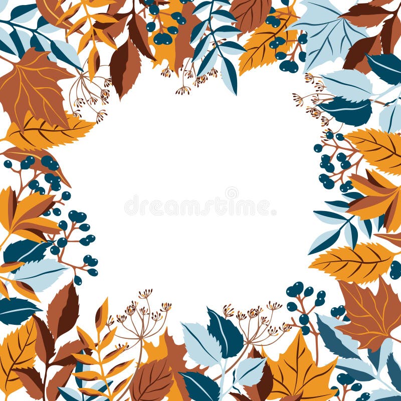 Fall Square Frame. Autumn Leaves Template Stock Vector - Illustration ...