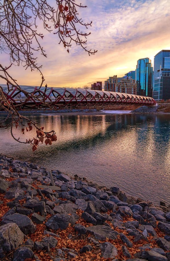 Fall Sunrise Over the Peace Bridge Editorial Stock Image - Image of ...