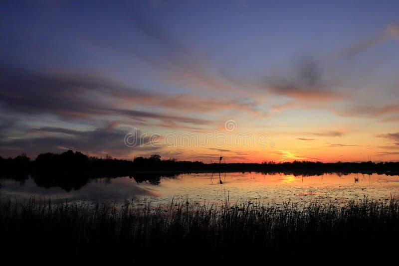 Fall Sunset on Minnesota Wetlands Stock Photo - Image of eagle, orange ...