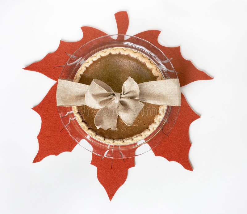 Fall Thanksgiving Pumpkin Pie with Bow Stock Image - Image of pumpkin ...