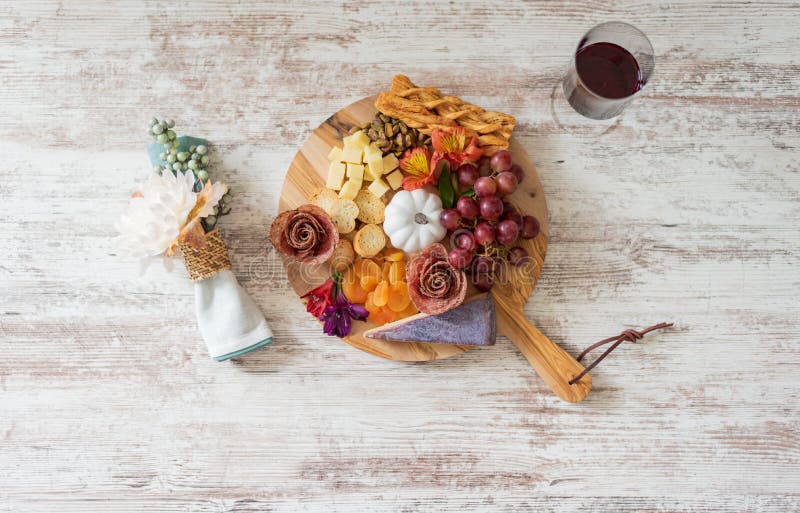 Fall Theme Charcuterie Board and Wine Stock Image - Image of drink ...