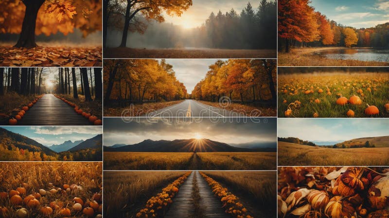 Fall Theme Horizontal Picture Collage Banner Ai Generated Stock ...