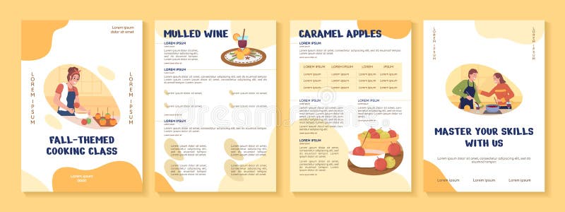 Fall Themed Cooking Class Flat Vector Brochure Template Stock Vector ...