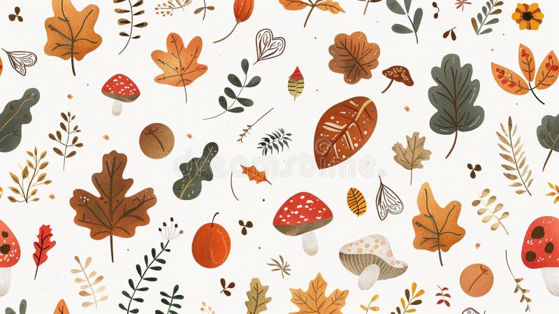 Fall-themed Elements Seamless Pattern, Ai Generated Stock Image - Image ...