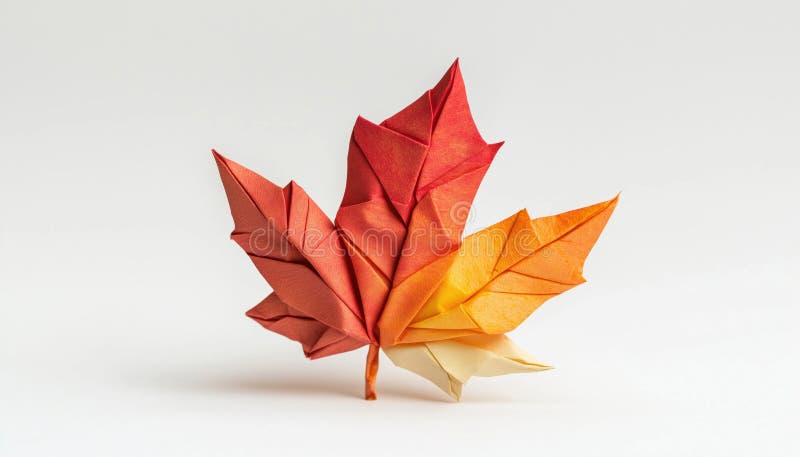 Fall-Themed Folded Paper Art Creation of a Maple Leaf Using Traditional ...