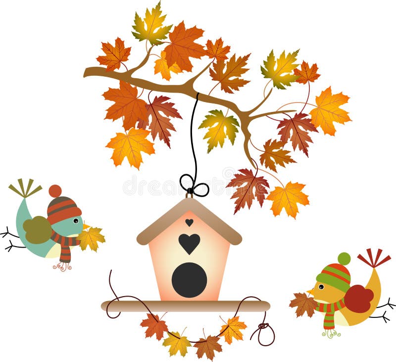 Fall Tree Leaf And Birds Stock Vector - Image: 62654842