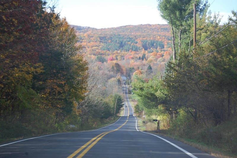 Fall Trees and Road stock photo. Image of road, mountain - 57087506