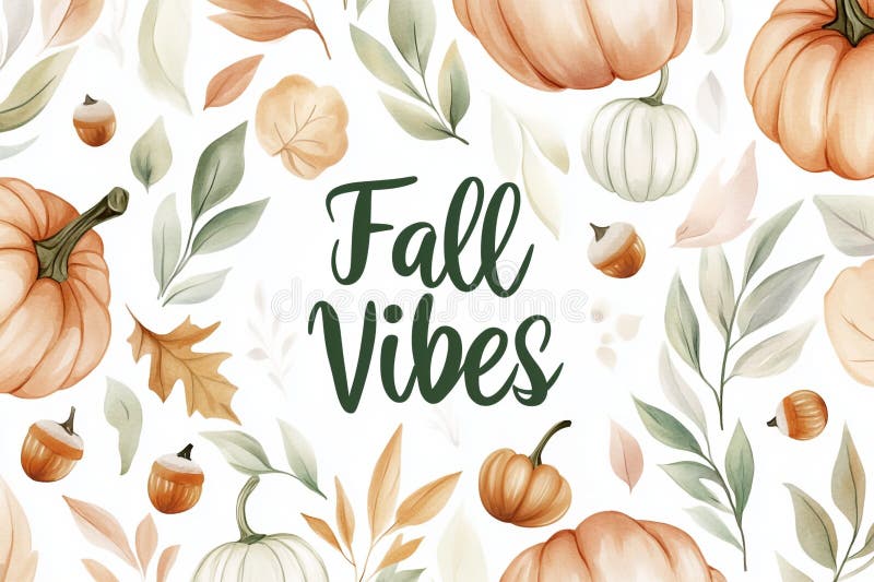 Fall Vibes Calligraphy Autumn Leaves. Fall Decoration Background. AI ...