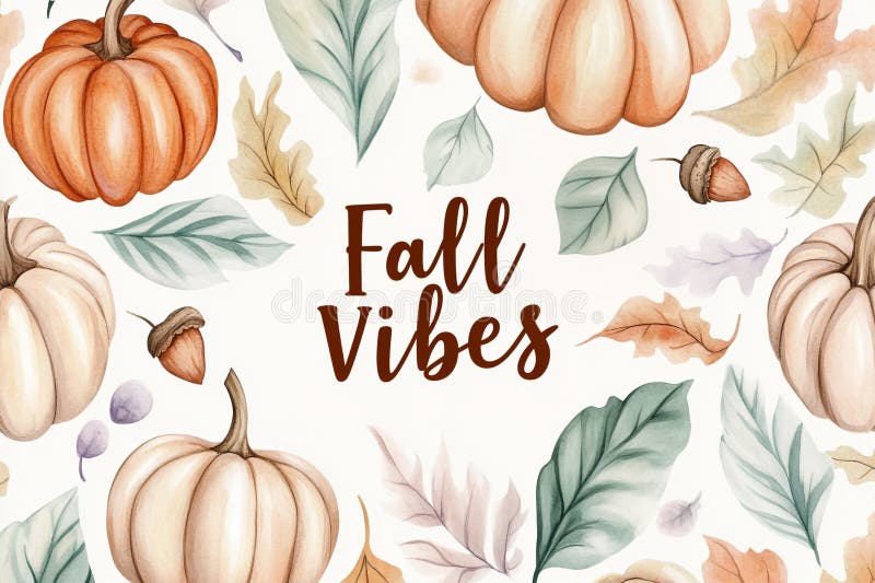 Fall Vibes Calligraphy Autumn Leaves. Fall Decoration Background. AI ...