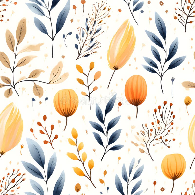 Fall Watercolor Seamless Pattern Background, AI Generated, Generative ...