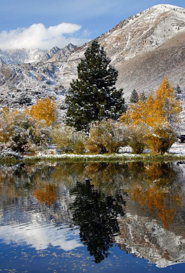 Fall & Winter Landscape in the Sierra Mountains Stock Photo - Image of ...
