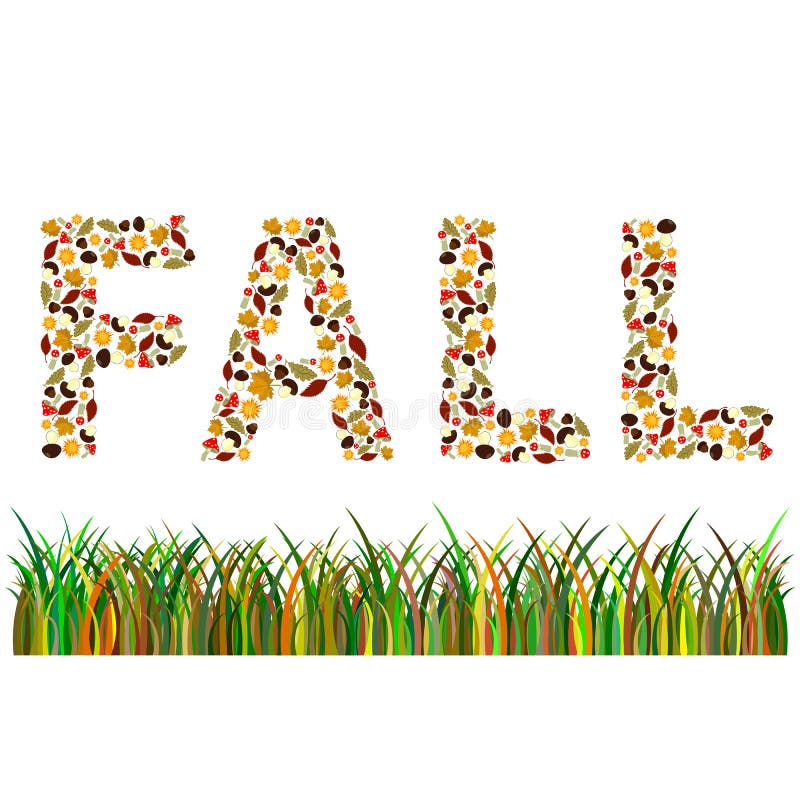 Fall word stock vector. Illustration of elements, amanita - 72150410