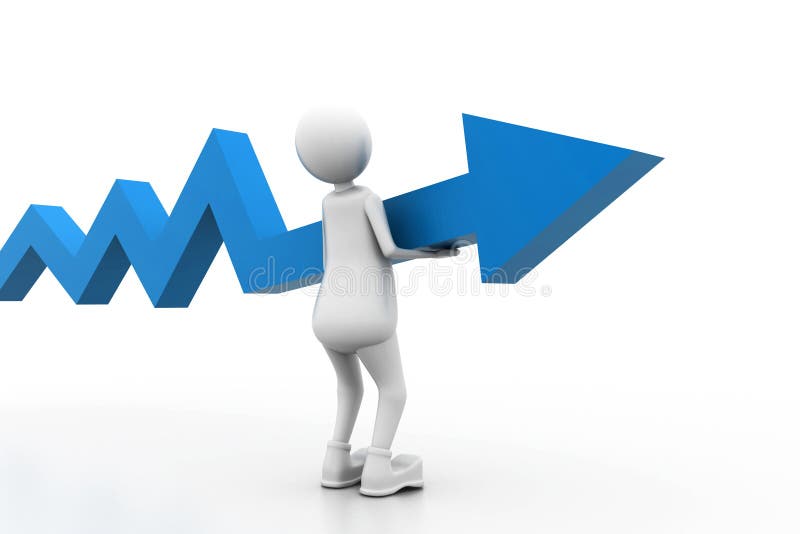 Man Med Den Fallande Grafsymbolen, Tecknad Filmstil Stock ...