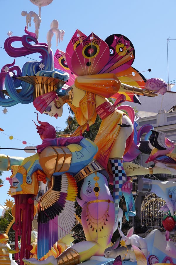 Valencia, Spain 03- 15-2025: Fallas Party. Colorful Falla Structure ...
