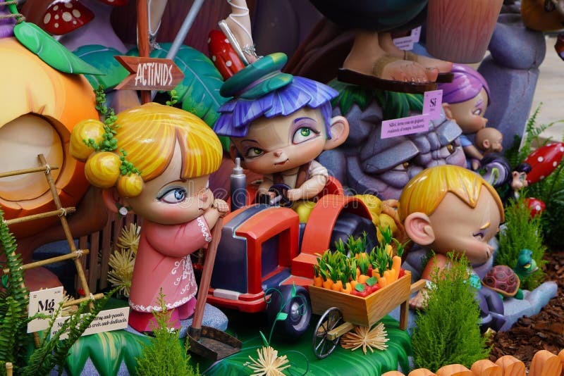 Valencia, Spain 03- 15-2025: Fallas Party. Colorful Falla Structure ...