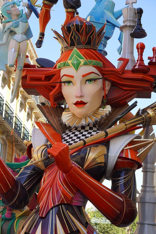 Valencia, Spain 03- 15-2025: Fallas Party. Colorful Falla Structure ...