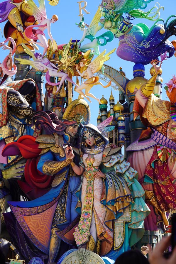 Valencia, Spain 03- 15-2025: Fallas Party. Colorful Falla Structure ...