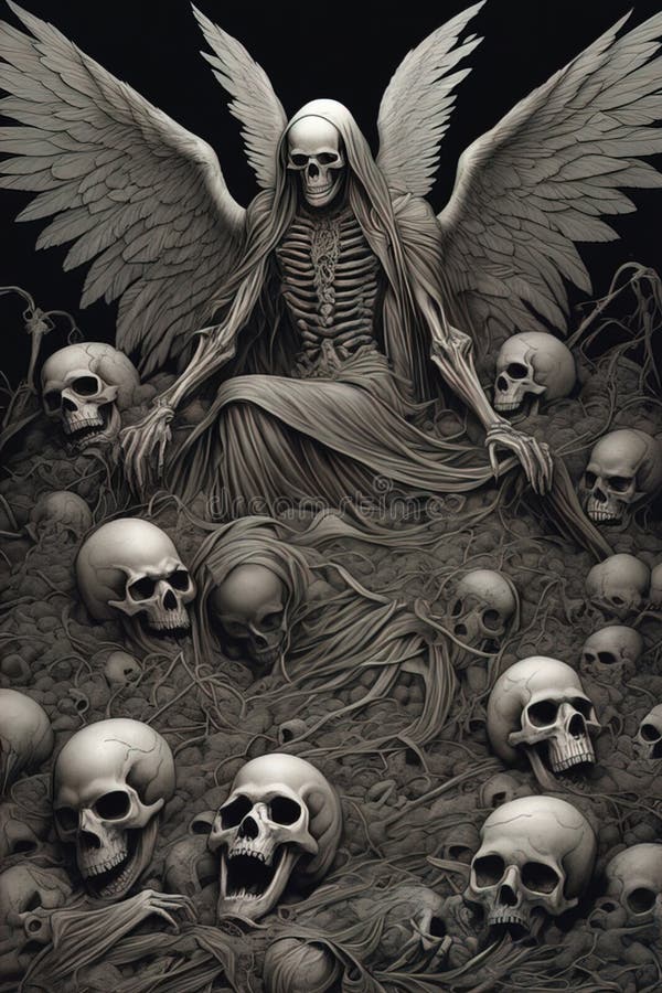 Fallen Angel Horror Spooky Terror Above A Pile Of Corpses Fantasy Intricate Elegant