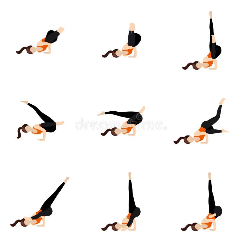Fallen Angel Pose Sequence Yoga Asanas Set Stock Vector - Illustration ...